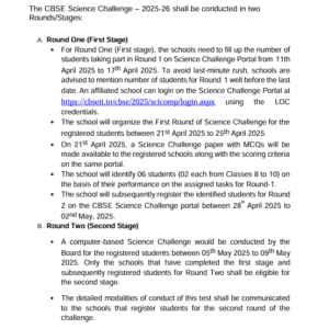 CBSE Science Challenge 2025-26 for Classes 8 to 10